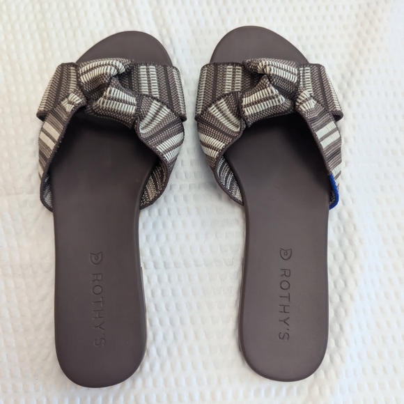 Rothy's | Shoes | Rothys The Knot Brown And Cream Slide Sandals | Poshmark